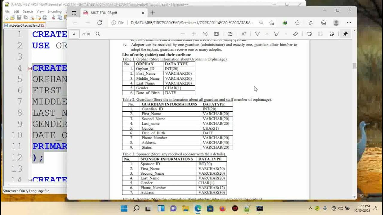 MYSQL TUTORIAL 2: CREATE TABLE IN DATABASE - YouTube