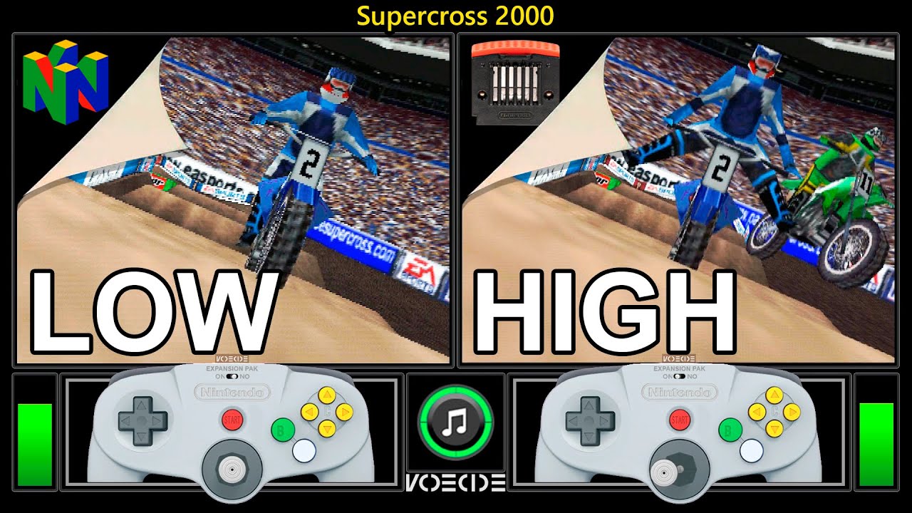 EA Sports Supercross 2000 (Nintendo 64 vs Nintendo 64 w/ Expansion Pak ...