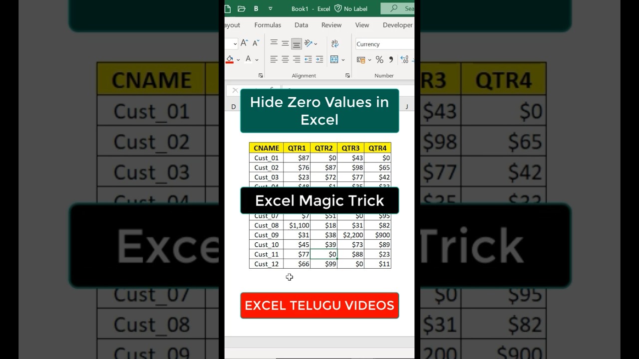 Excel Magic Trick How To Hide Zero Values In MS Excel Telugu YouTube Excel Magic Trick How To Hide Zero Values In MS Excel Telugu YouTube