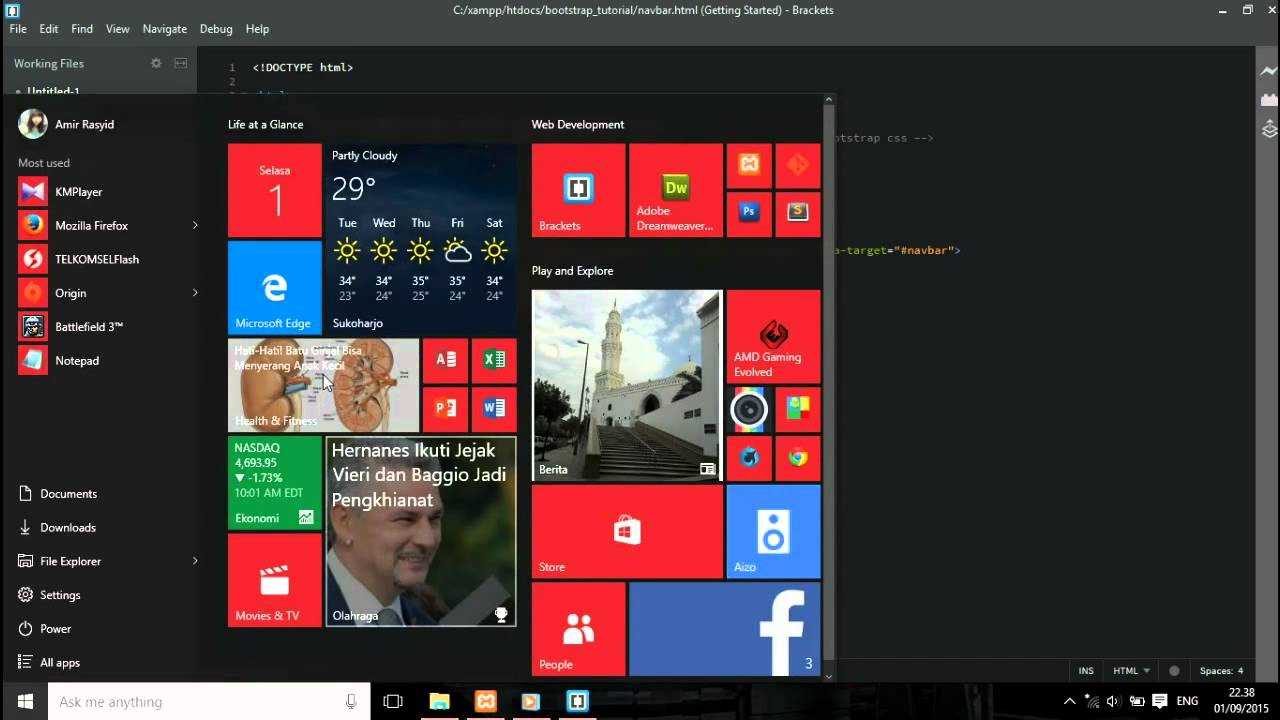 [BOOTSTRAP] Navigation Bar Tutorial using Bootstrap 3.3.5 - YouTube