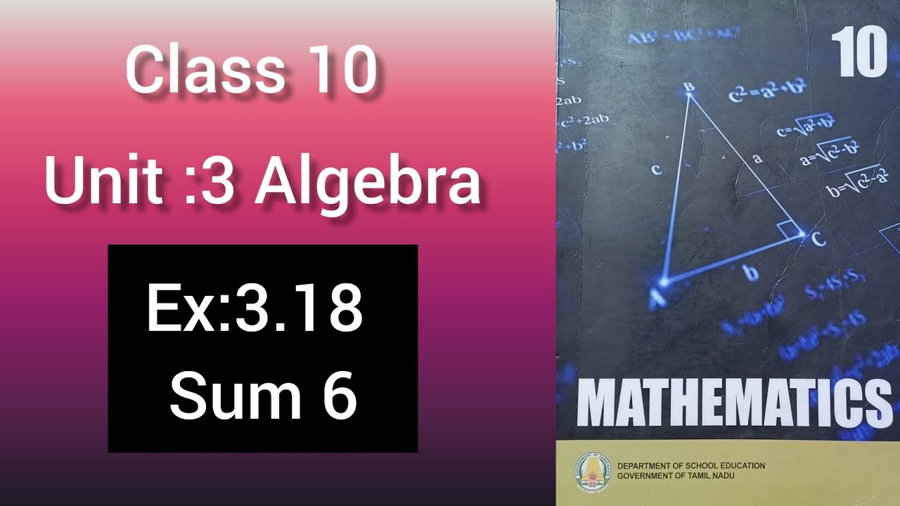 TN Class 10 Unit 3 Algebra Ex:3.18. Sum:6 | Math Easy - YouTube