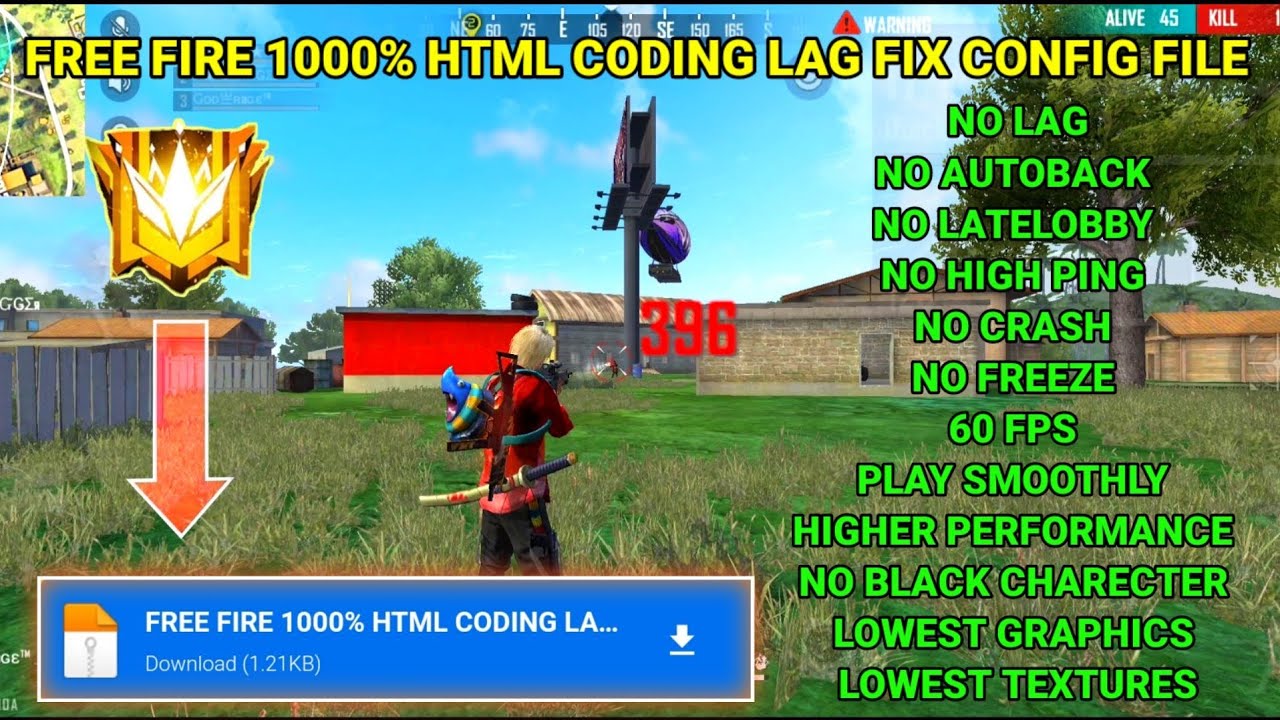 FREE FIRE 1000% HTML CODING LAG FIX CONFIG || 90 FPS CONFIGURATION ...
