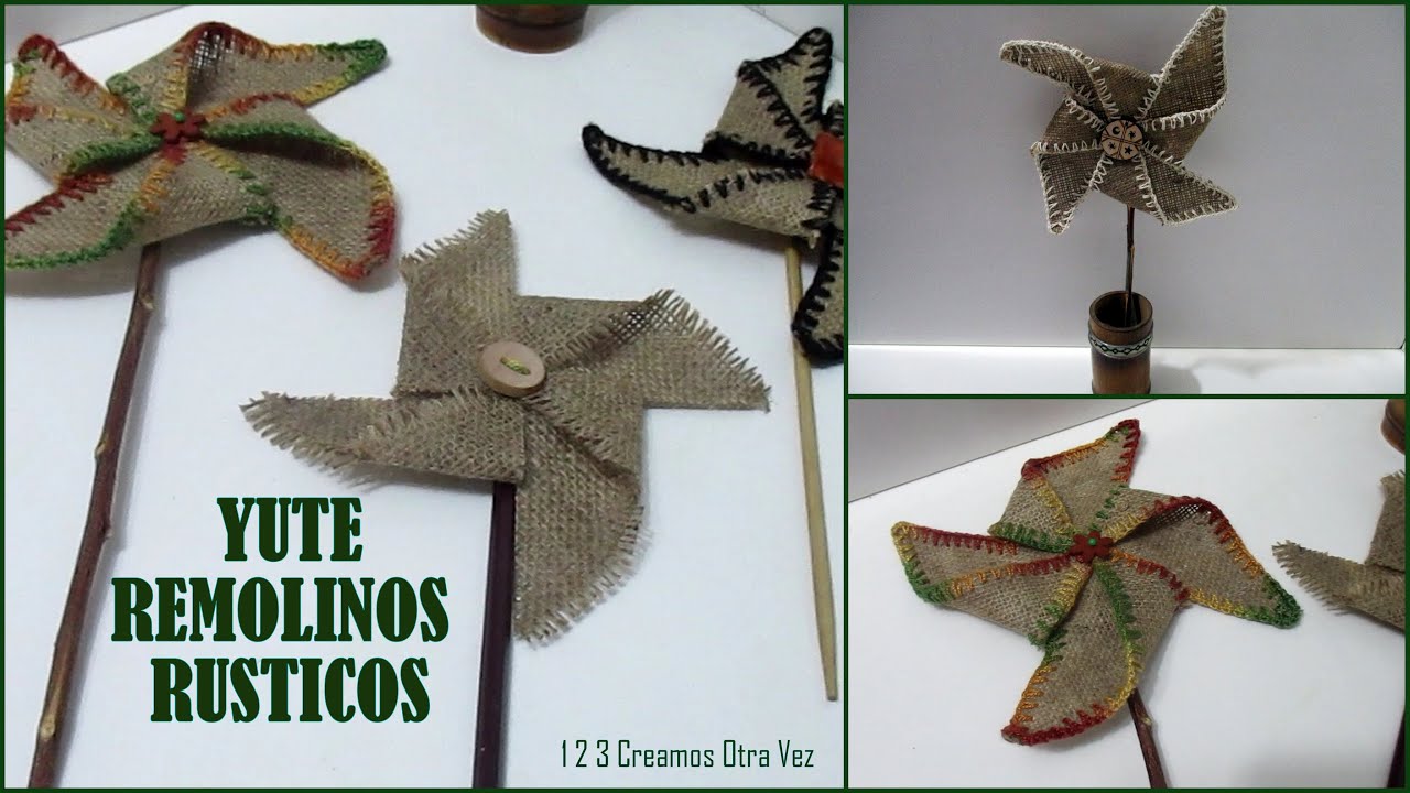REMOLINOS DE YUTE ARPILLERA Rehilete Rústico Molinillo Veleta de tela ...