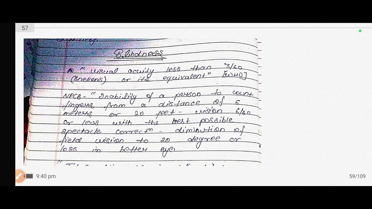 blindness ( hand written short note only for university exam) - YouTube