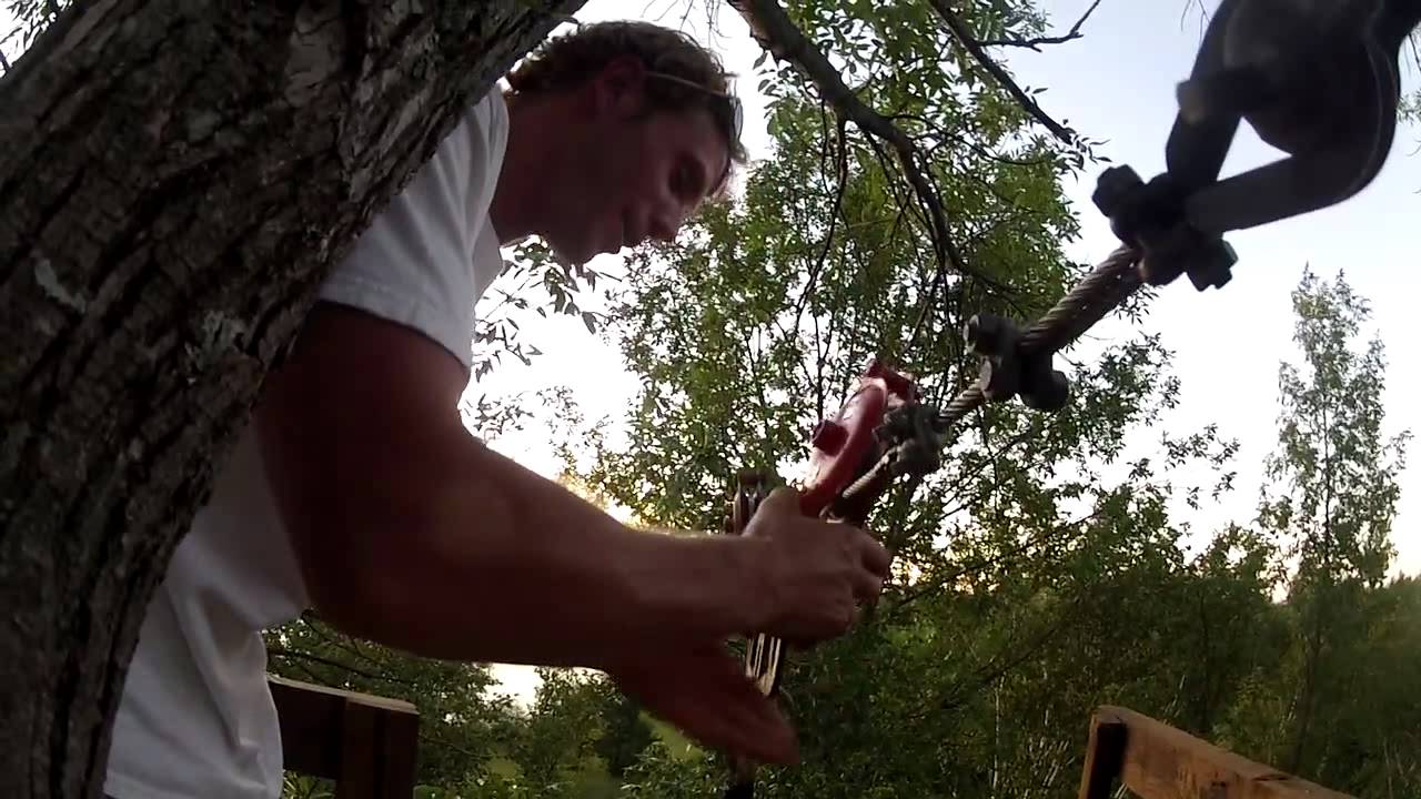 extreme homemade zipline - YouTube