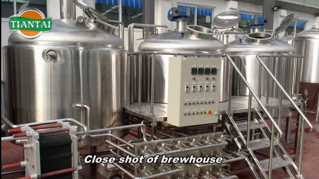 2000L turnkey three vessel stainless steel beer brewery system - YouTube