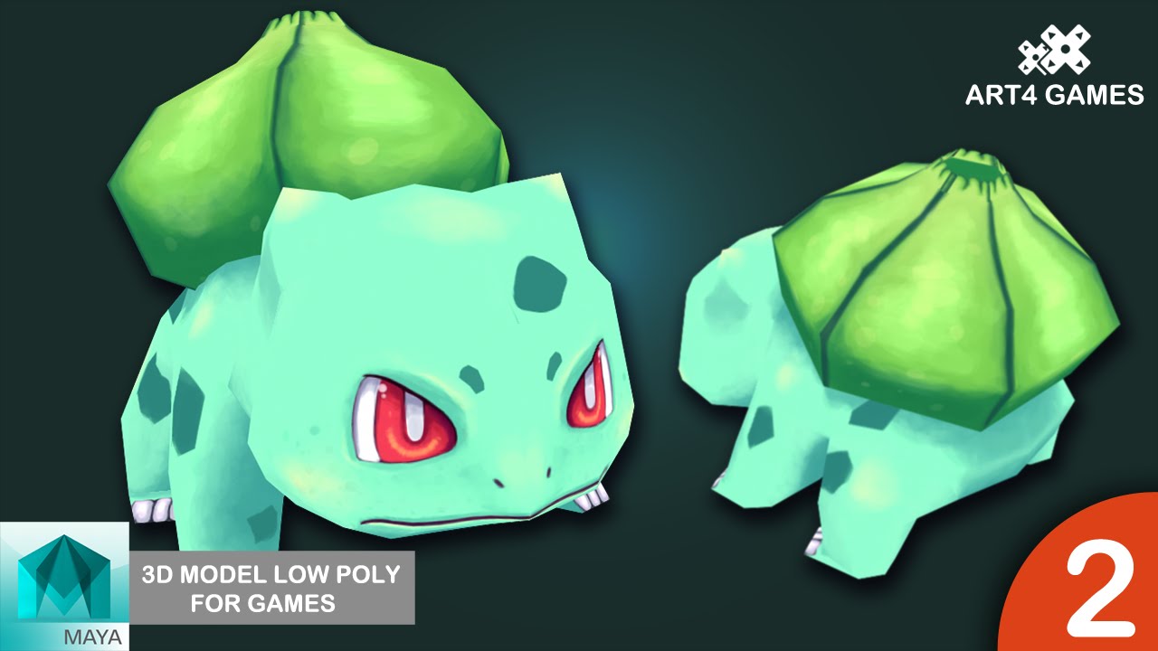 3D modeling low-poly bulbasaur with Maya (Part 2 of 2) - YouTube