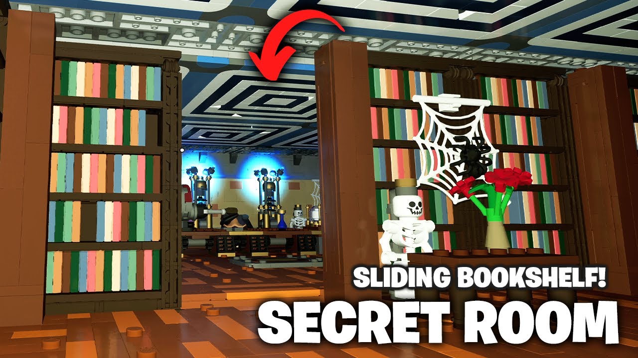 How to Build a Secret Sliding Bookshelf Door in LEGO Fortnite! - YouTube