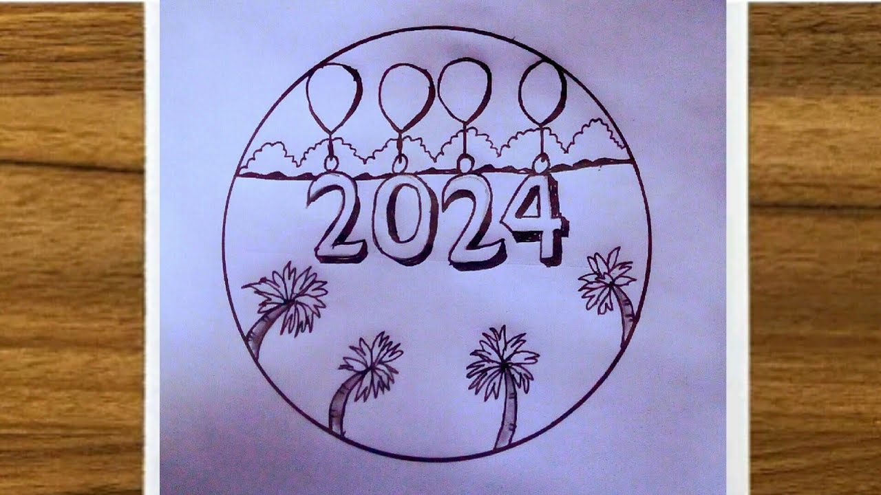 new year 2024 drawing || How to drawing 2024 step by step || - YouTube