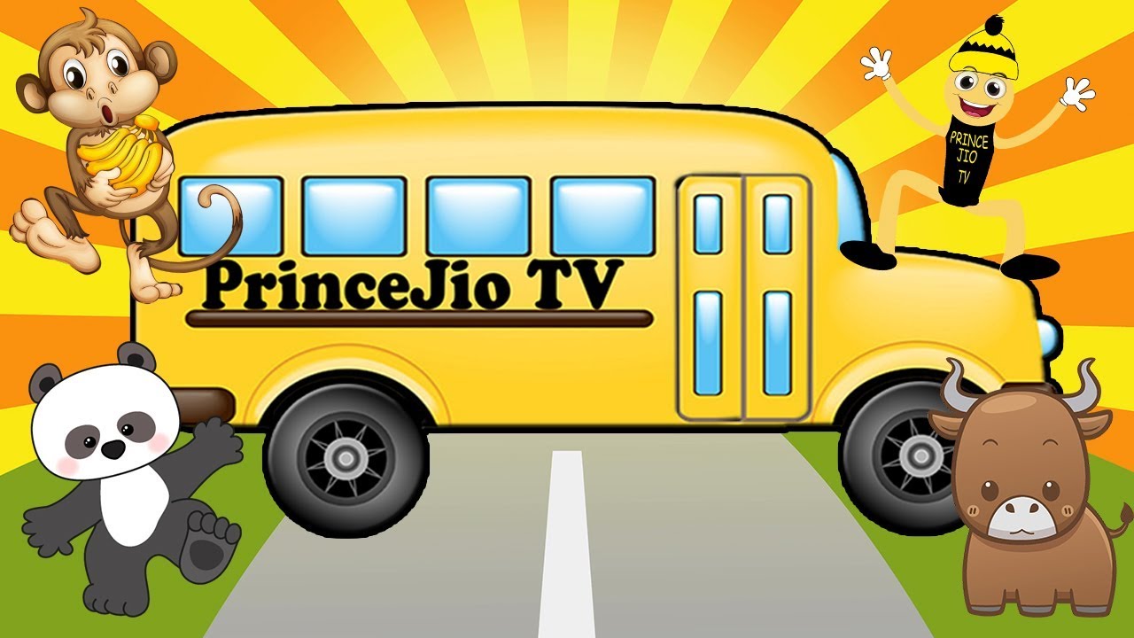 [Prince Jio TV] Wheels on the bus with animals | Nursery rhyme for kids ...