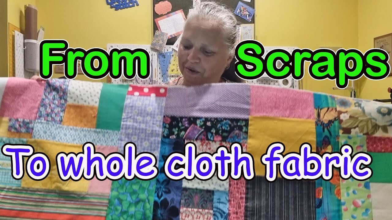 Huge scrap buster. Salvaging old fabric scraps and stabilisers to make whole new fabric pieces ...