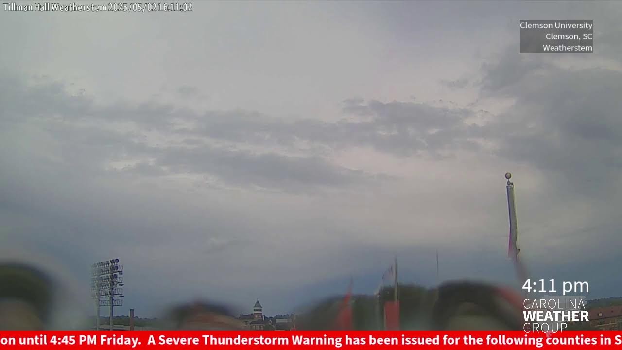Thunderstorm near Clemson University in SC | Live weather camera - YouTube