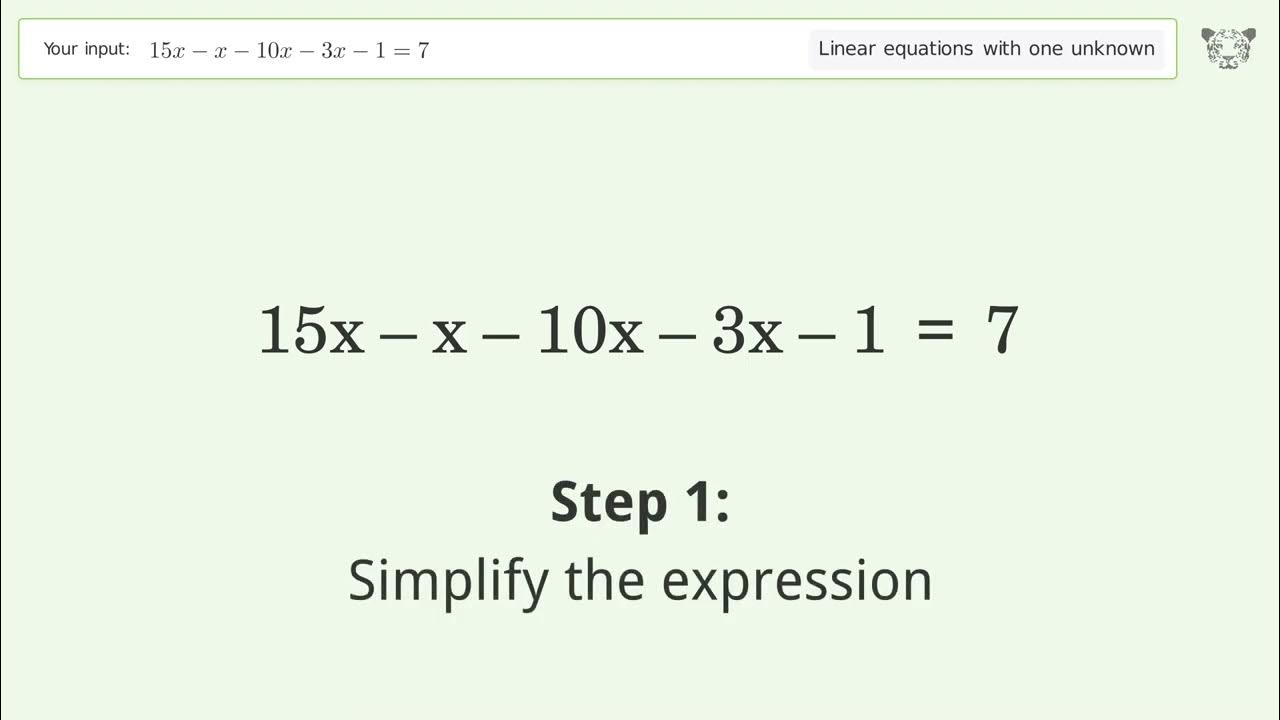 Linear Equation With One Unknown Solve 15x x 10x 3x 1 7 Step by step linear-equation-with-one-unknown-solve-15x-x-10x-3x-1-7-step-by-step