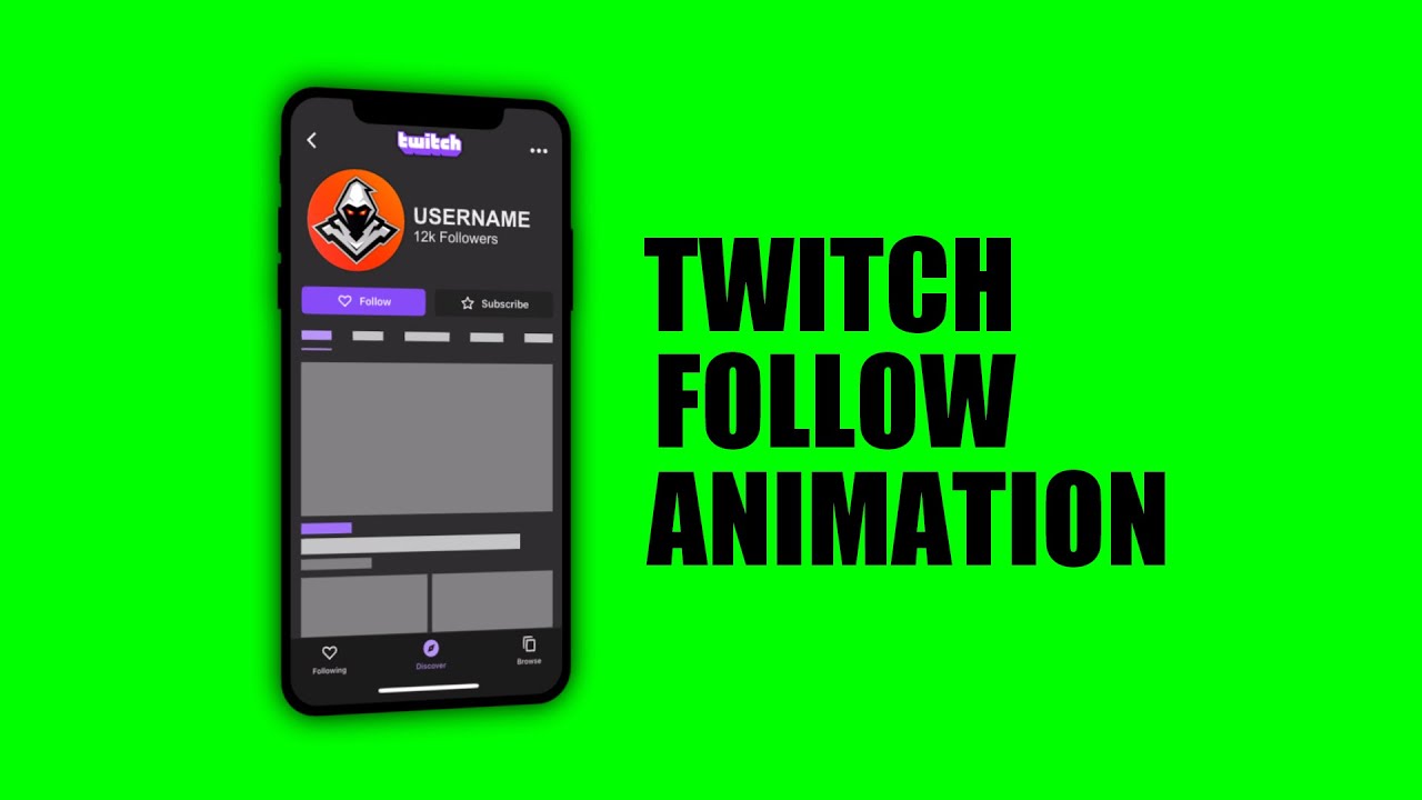 Twitch Follow Animation Style Phone For Your Videos - GREEN SCREEN ...