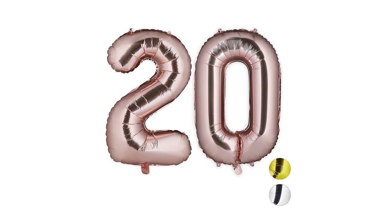 XXL Folienballon Zahl 20 - YouTube