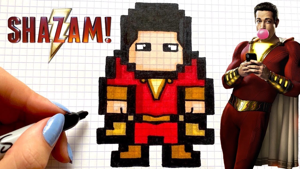 COMO DIBUJAR SHAZAM PIXEL ART - YouTube