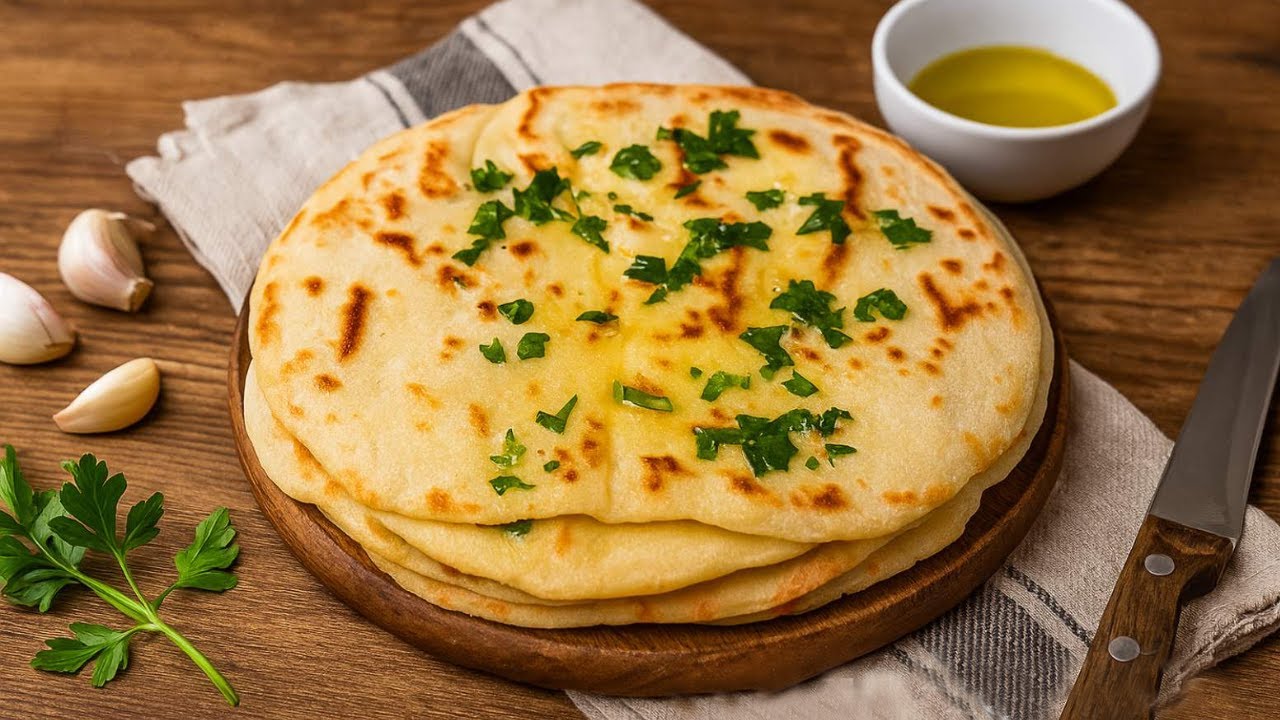 Easy Garlic Flatbread – Soft, Thin Bread & Ready in Minutes - YouTube