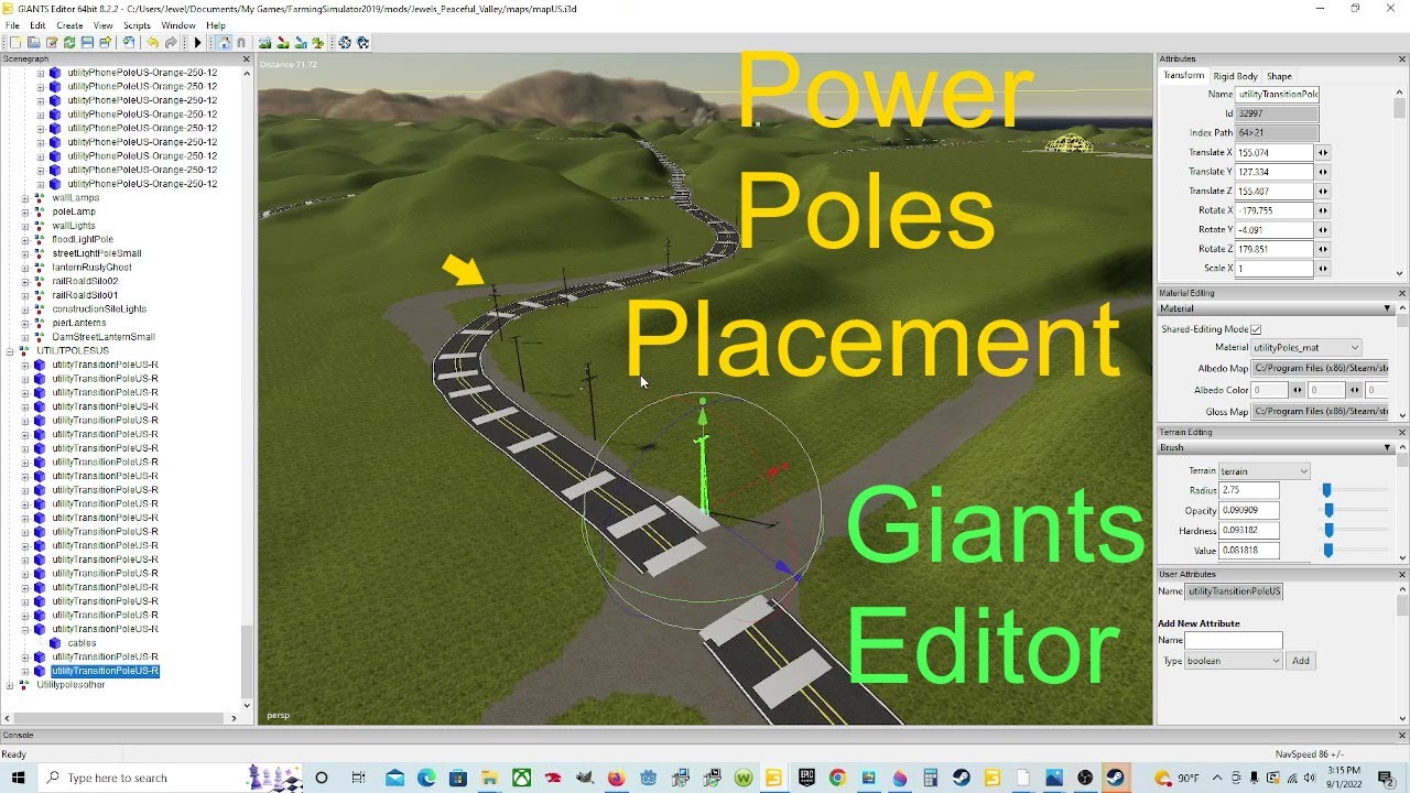 Giants Editor Tutorial Power Poles Placement On Jewels Peaceful Valley Map Farming Simulator
