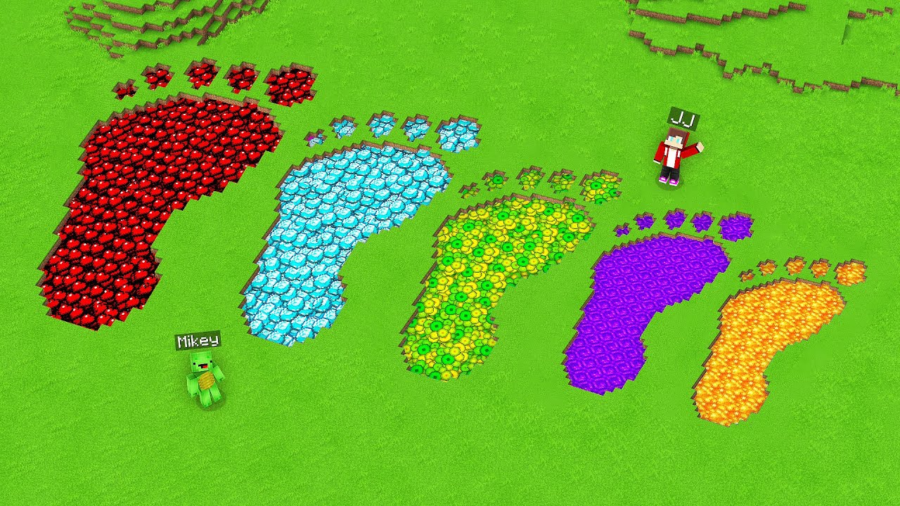 Mikey & JJ Found ALL SIZES FOOTPRINT in Minecraft (Maizen) - YouTube