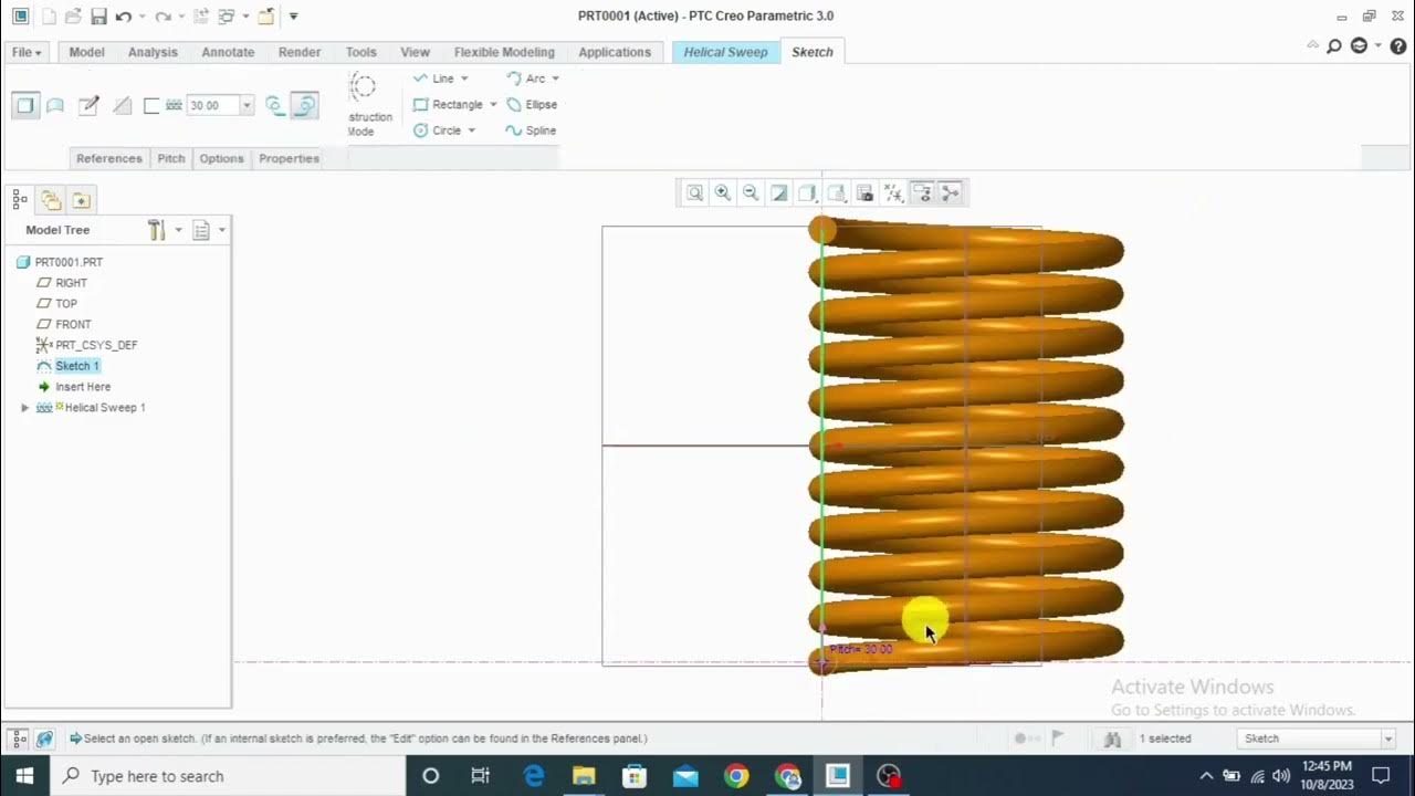 How to use Helical Sweep Command in CREO, Helical Sweep #creoparametric #3d #tutorial #cad # ...