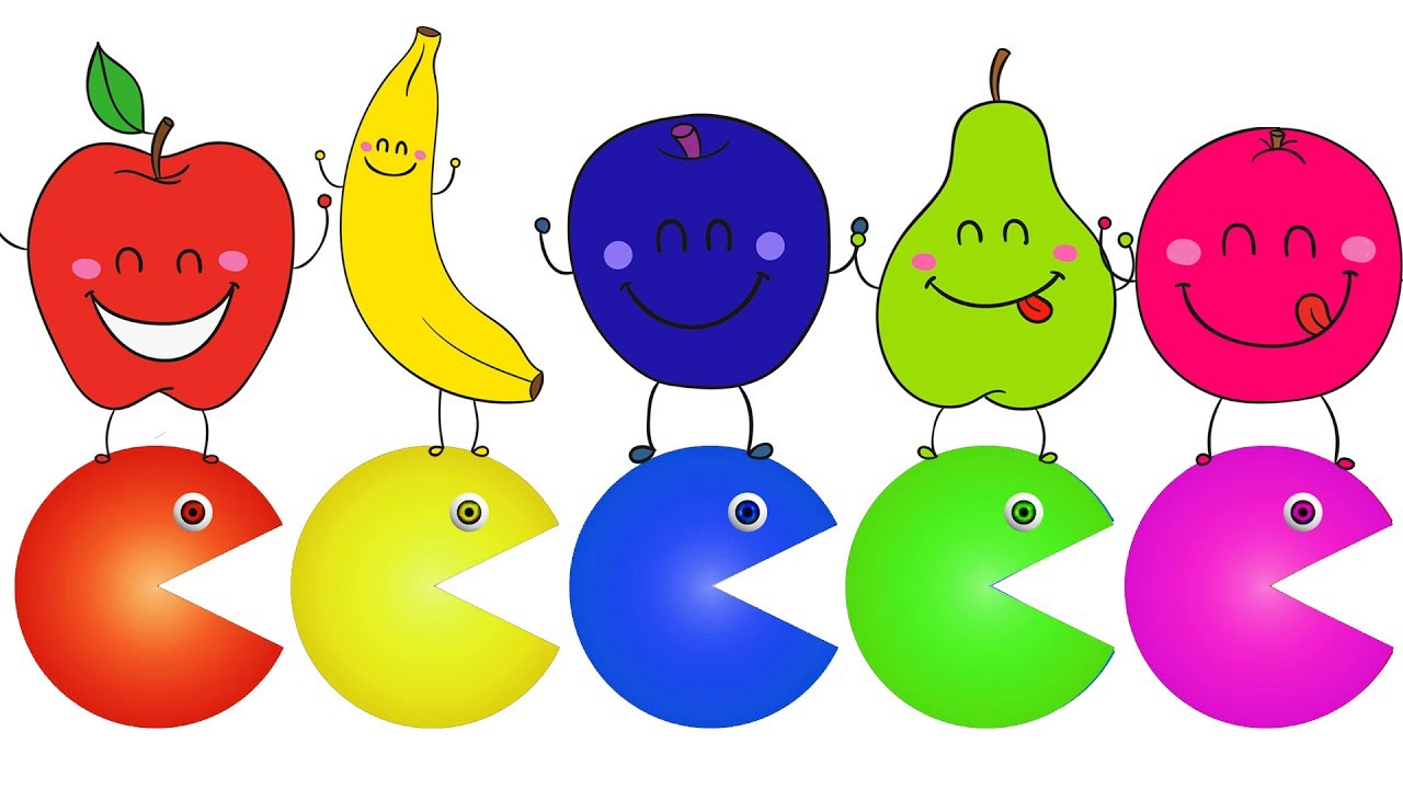 Pacman Fruits Colors Learn Finger Family Nursery Rhymes Kids Songs ...