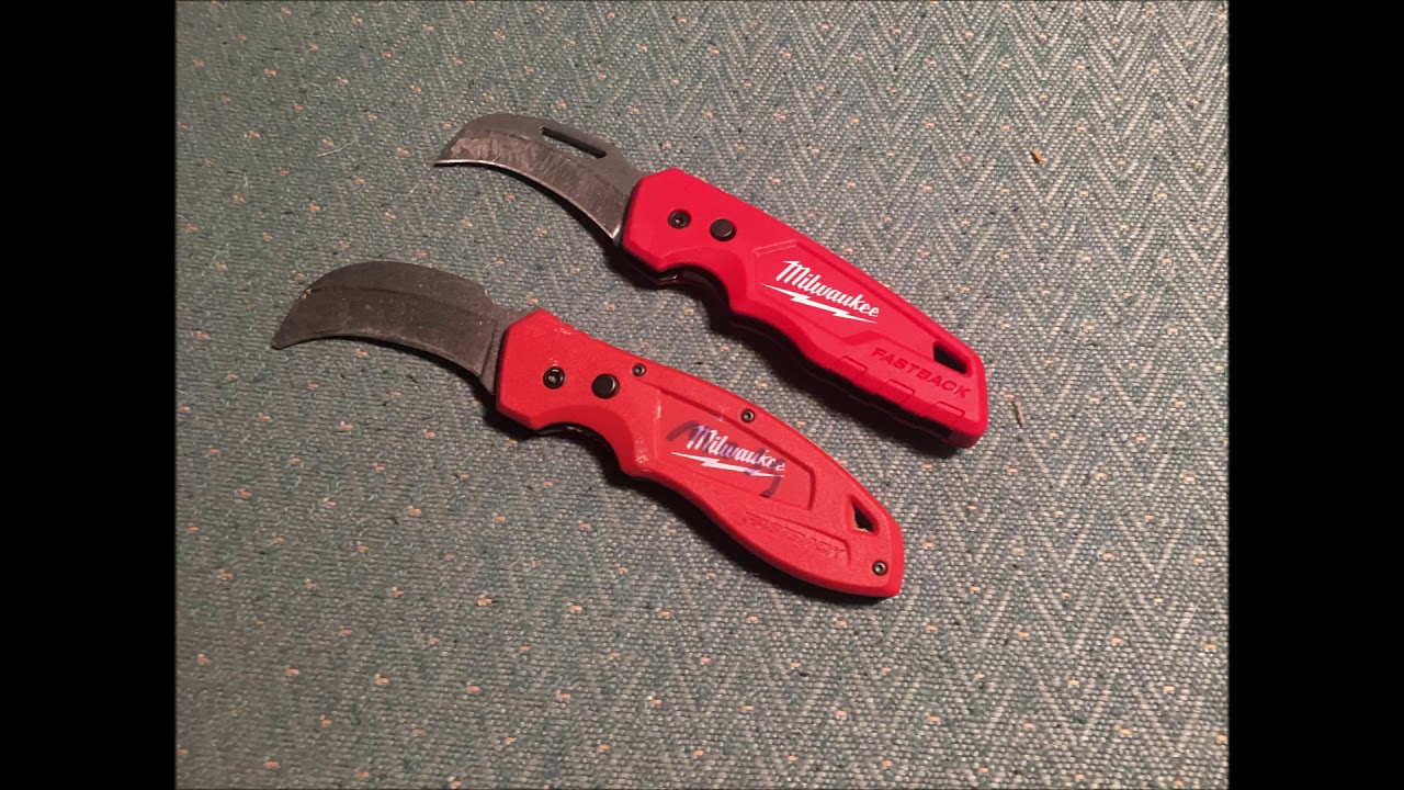 Milwaukee® FASTBACK™ Hawk Bill Folding Knife Review - YouTube