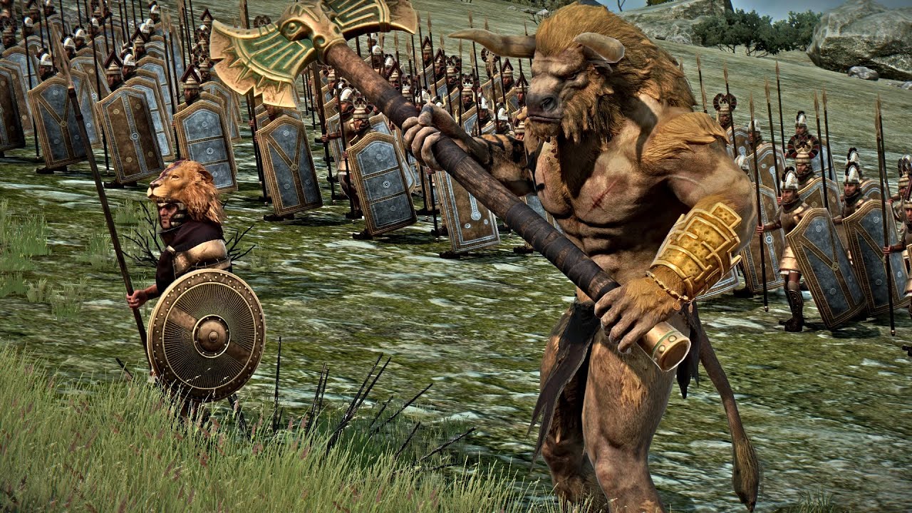 Total War Saga: Troy Mythos Battle gameplay | The Minotaur's Rage vs Giants' Wrath - YouTube
