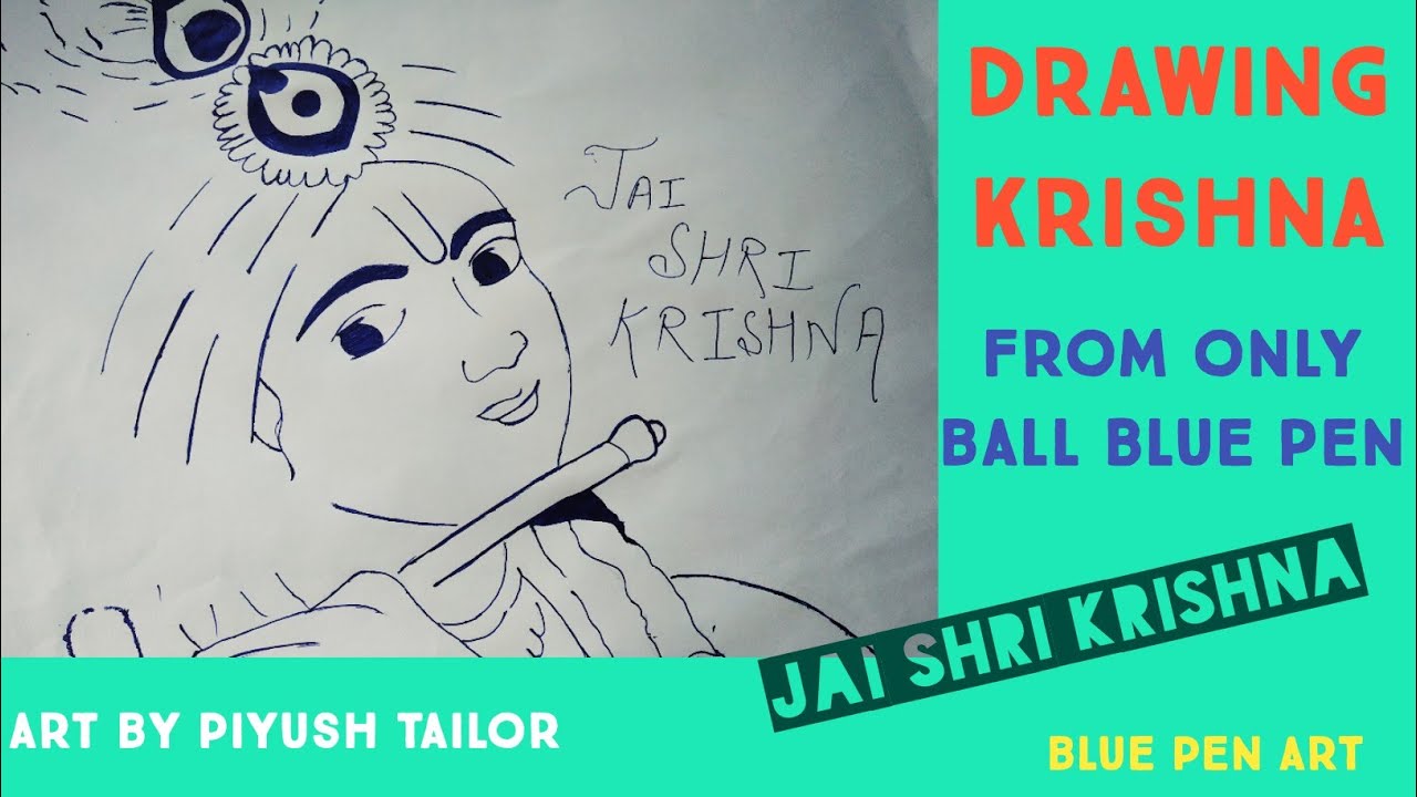 Drawing 'LORD KRISHNA' from Ball Blue Pen - YouTube