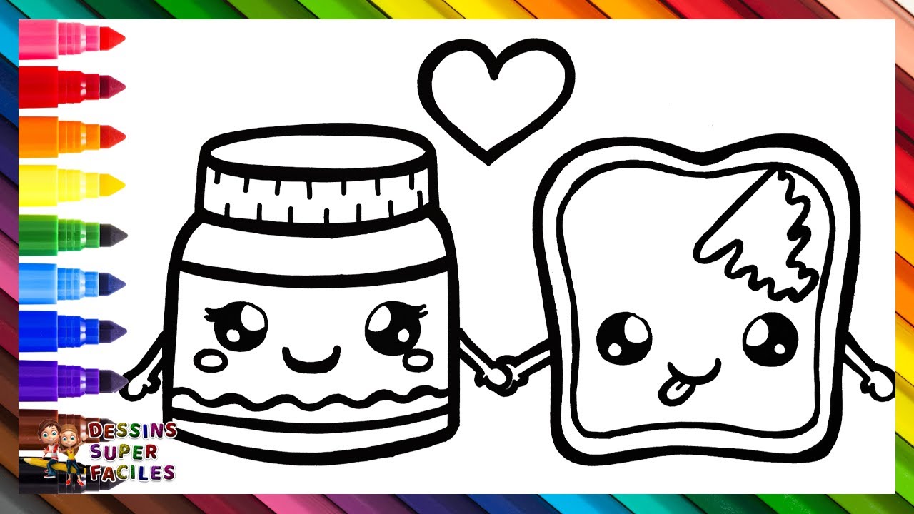 Dessiner Et Colorier Un Pot De Nutella Avec Une Tranche De Pain 🍞 ️🍫🌰🥛🌈 ...