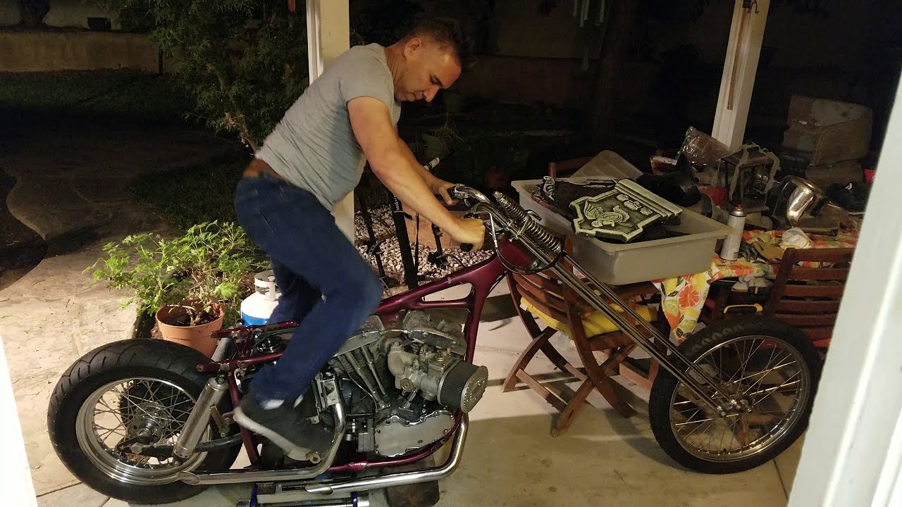 Harley Barn Find Pan Shovelhead Chopper Kick Start Fire Up - YouTube