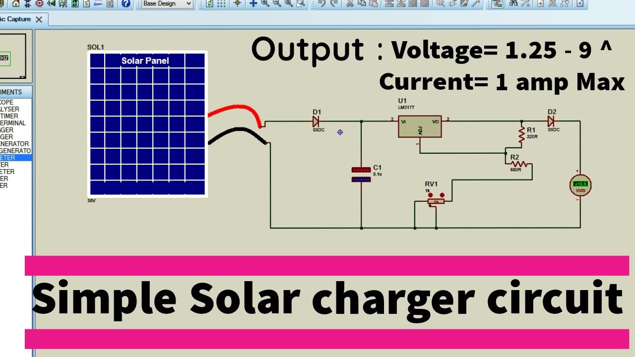 Simple solar charger circuit / solar pannel simulation - YouTube