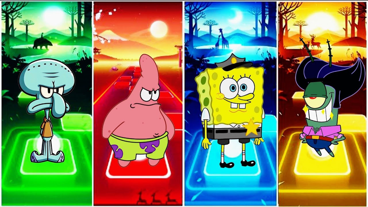 SQUIDWARD VS ANGRY PATRICK VS SPONGEBOB VS SINGER PLANKTON - TILES HOP ...