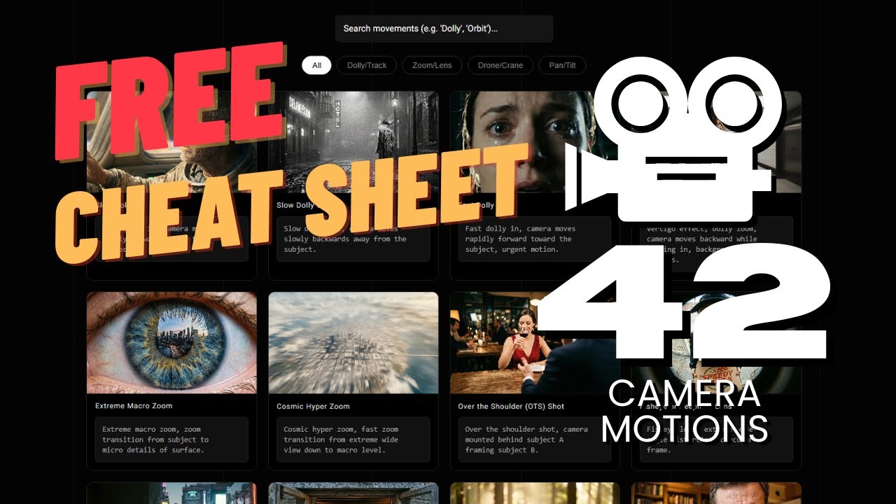 Cheat Sheet for 42 Camera Movements for AI Video Prompts (Visual Guide ...