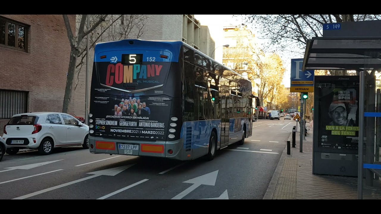 Here is the EMT bus 152 on the number 5 in Madrid Friday 31 December ...
