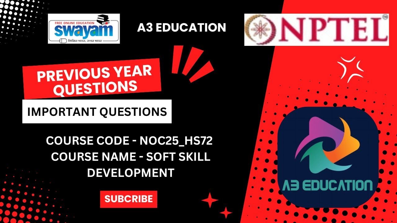 NPTEL SOFT SKILL DEVELOPMENT PREVIOUS YEAR QUESTIONS AND IMPORTANT QUESTIONS | 8 WEEK COURSE ...