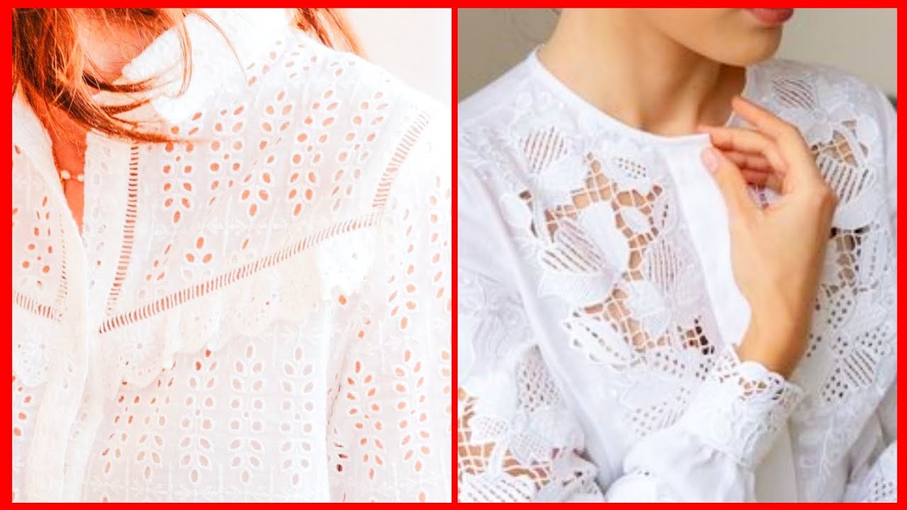 Latest beautiful and classy lace white office blouses for ladies - YouTube