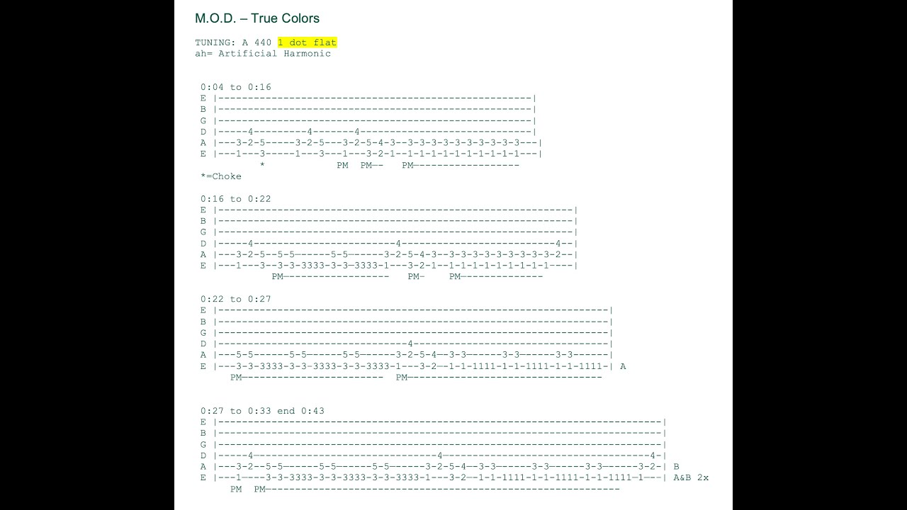 M.O.D. Method of Destruction True Colors Guitar Tab Tutorial - YouTube