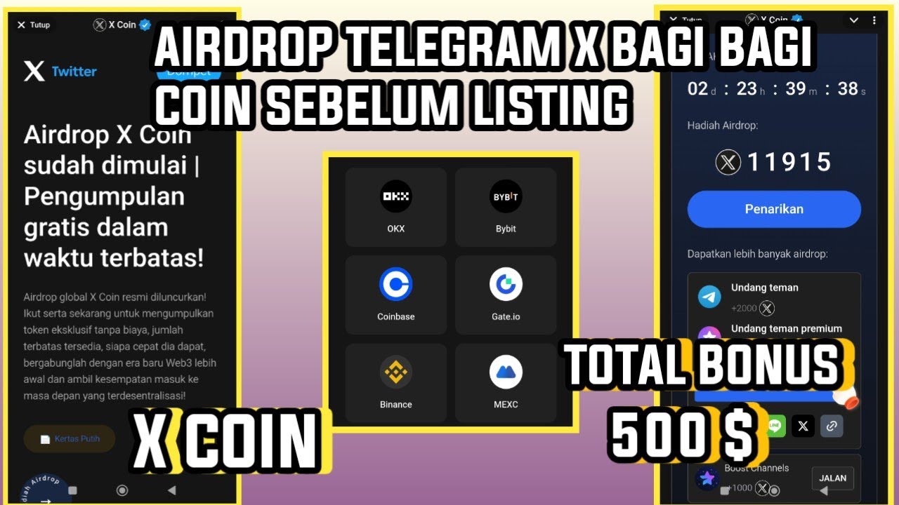 Airdrop X coin mining telegram bagi bagi coin sebelum listing di ...