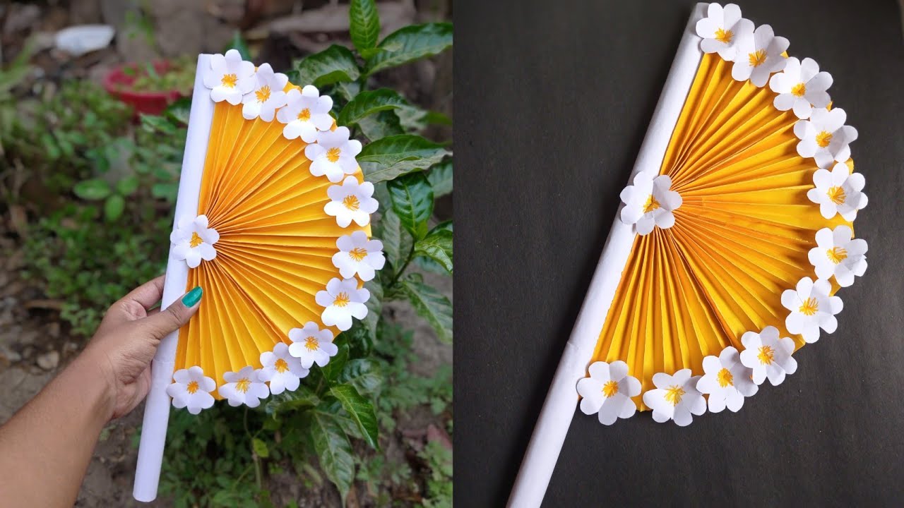 How to make a fan with paper/Handmade fan with paper/কাগজের হাত পাখা ️ ...