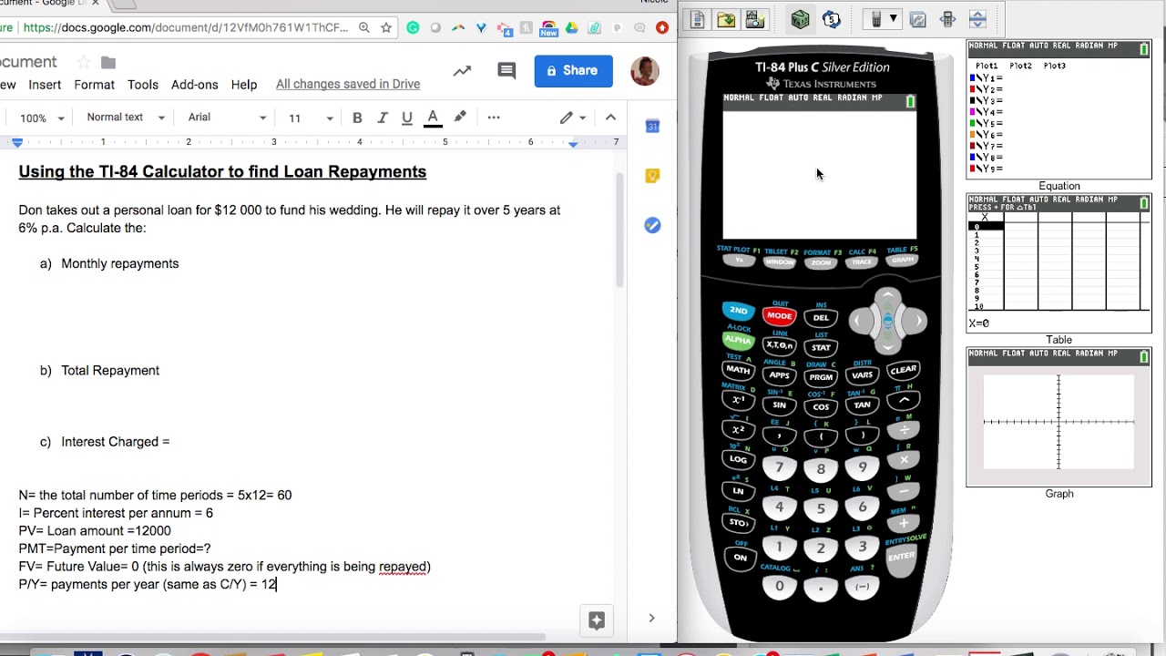 Using the TI 84 Calculator to find Loan Repayments - YouTube