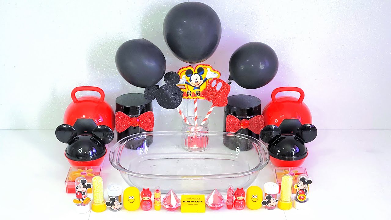 Mickey mouse slime - Mixing makeup, parts, sprangles, glitter and much ...