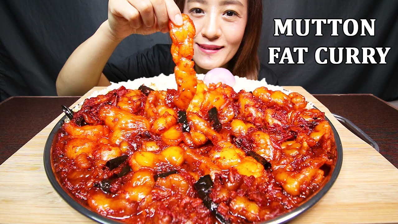 SPICY FATTY MUTTON FAT CURRY WITH BASMATI RICE #ASMR/EATING SHOW ...