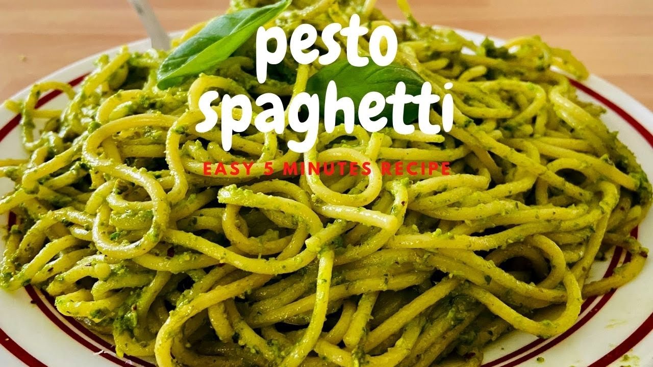 SPAGHETTI WITH PESTO | BASIL PESTO PASTA SPAGHETTI | EASY RECIPE ...