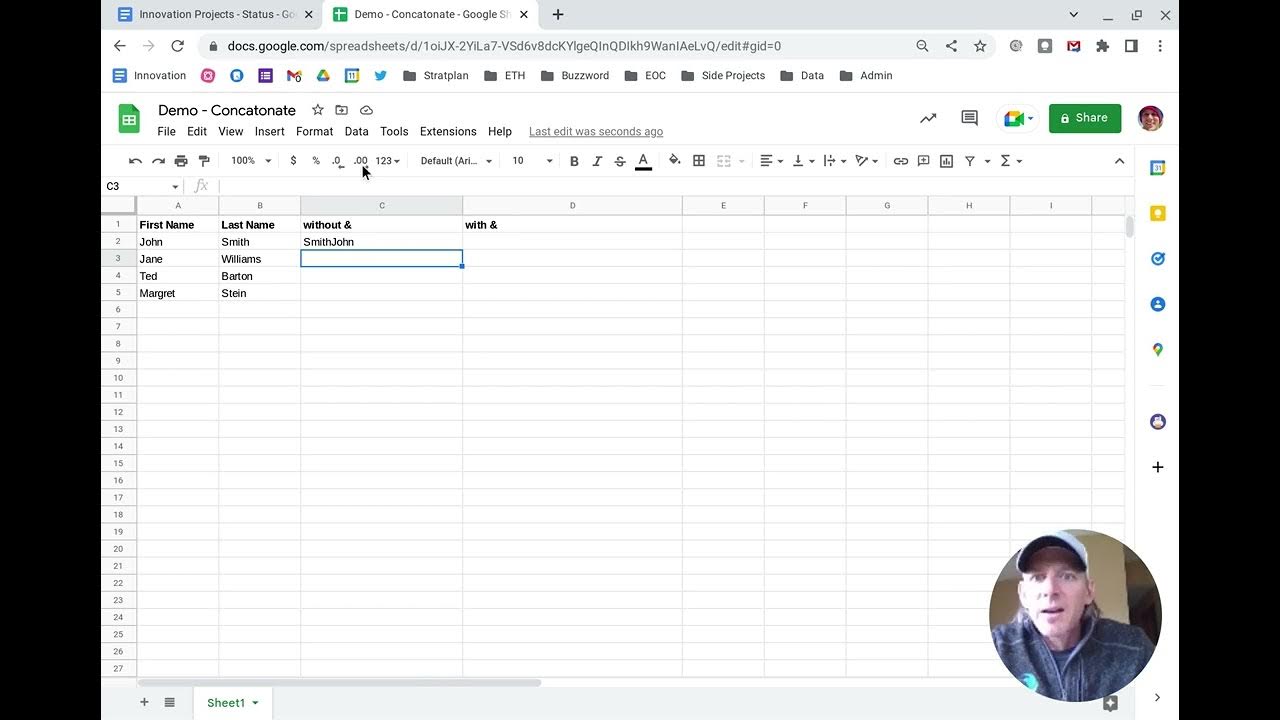 My Lazy Spot - Google Sheets - Concatenate Function - Or.... how to join things in sheets - YouTube