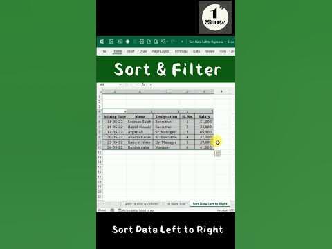 Sort Data Left To Right | 👉#shorts | ☝️#1minutetricks795 | 👉#excelhack - YouTube