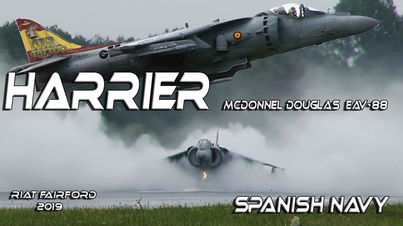 RIAT 2019 4K UHD 2 x Harrier IIS EAV8B Spanish Navy Spectacular Demo ...