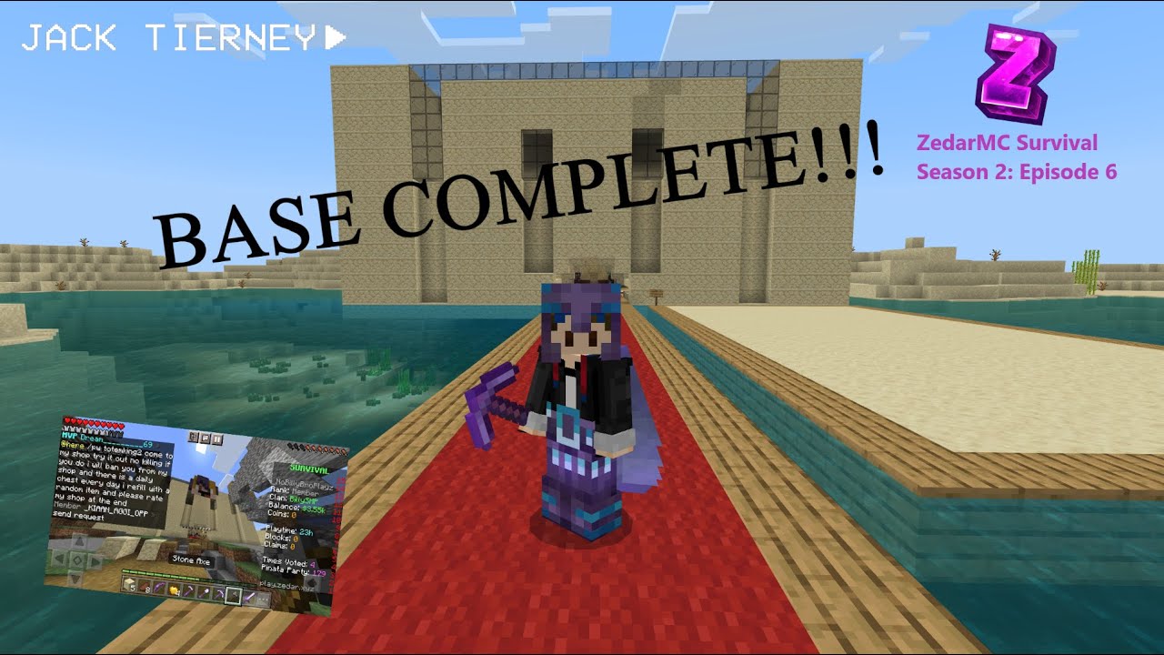 Finishing my BASE on ZedarMC Survival Season 2 (Ep #6) - YouTube