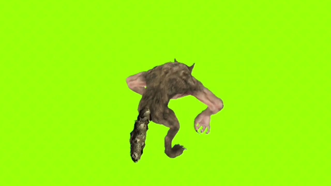 Jumping werewolf green screen - YouTube