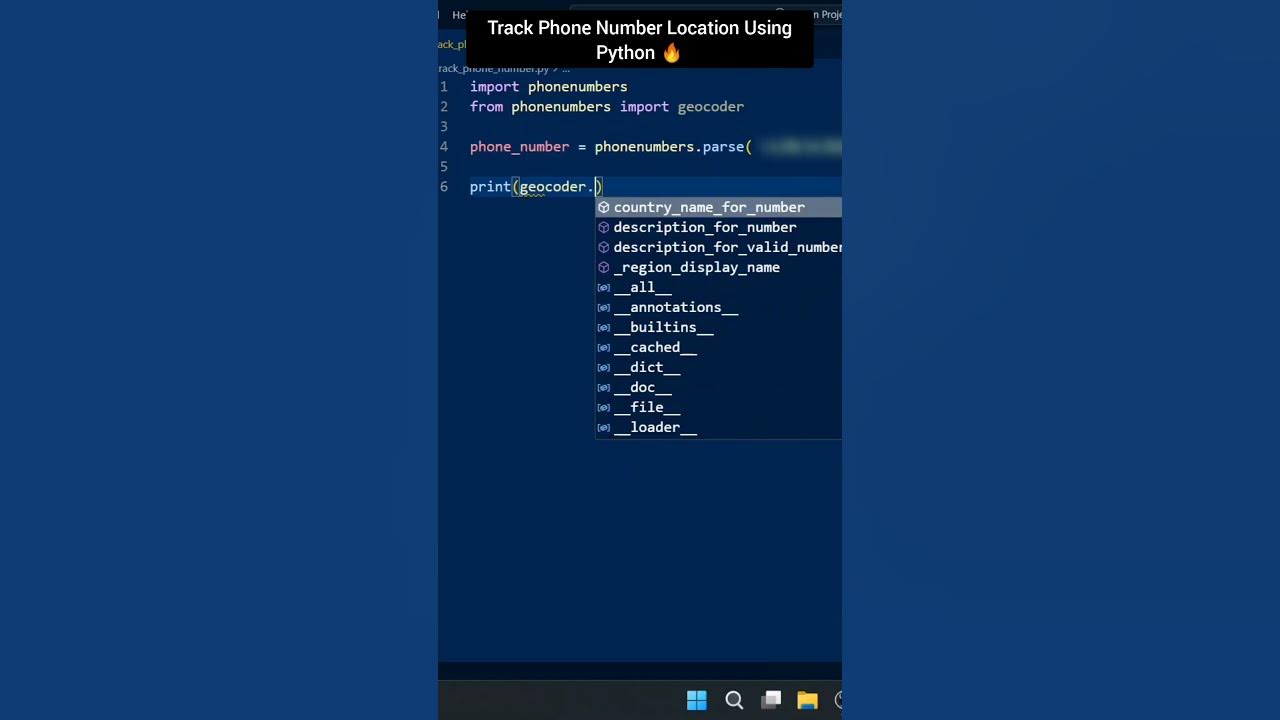 Track Phone Number Location Using Python 🤩 Pythontricks Codingtips Programming Youtube