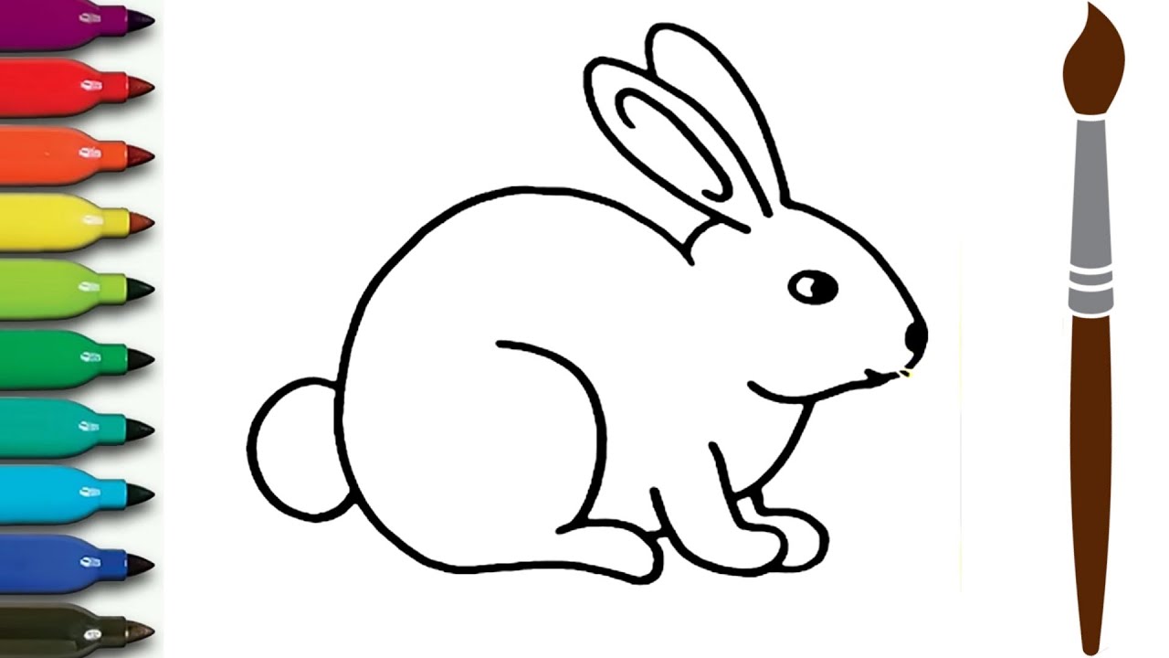 How To Draw A Cute Rabbit Drawing Panting And Colouring For Kids ...